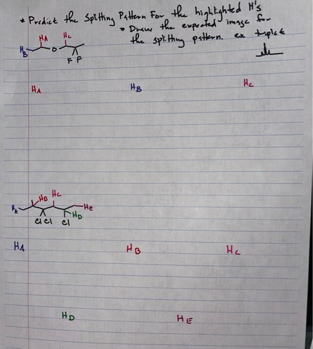 Solved * Predict the splitting Pattern for the highlighted | Chegg.com