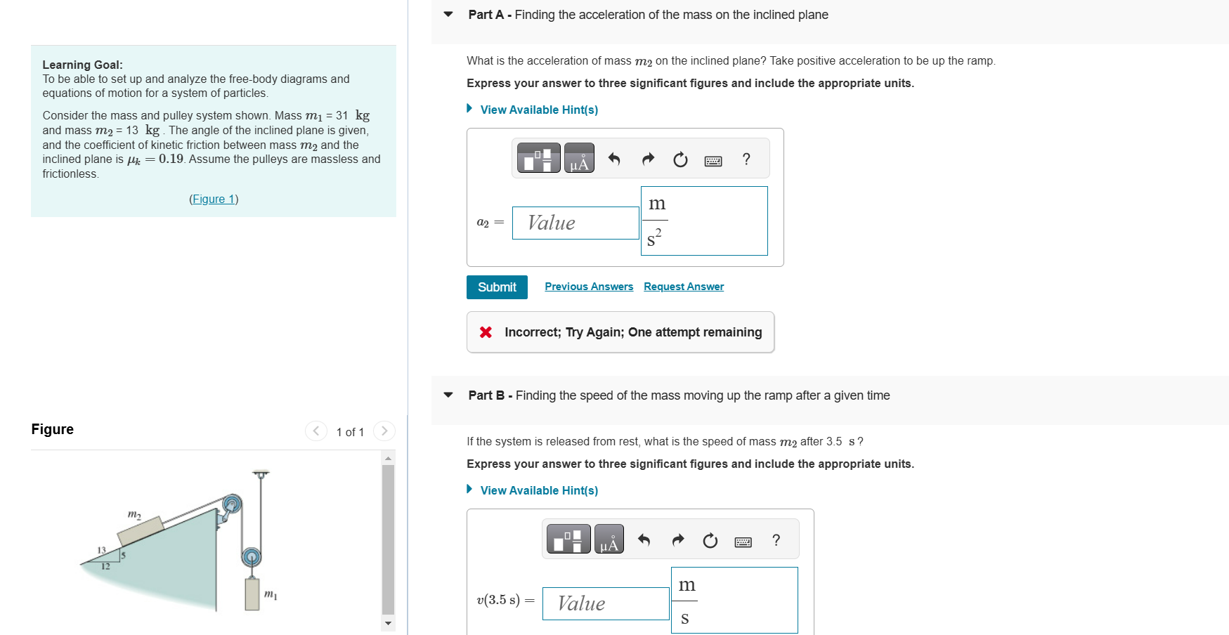 Solved Part A - ﻿Finding the acceleration of the mass on the | Chegg.com