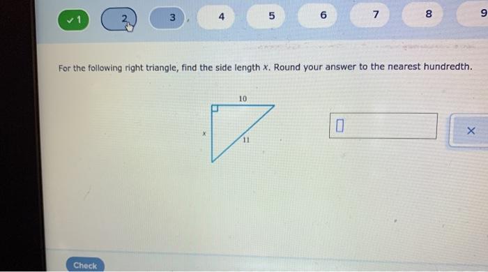 Solved 3 5 6 7 8 9 For the following right triangle, find | Chegg.com
