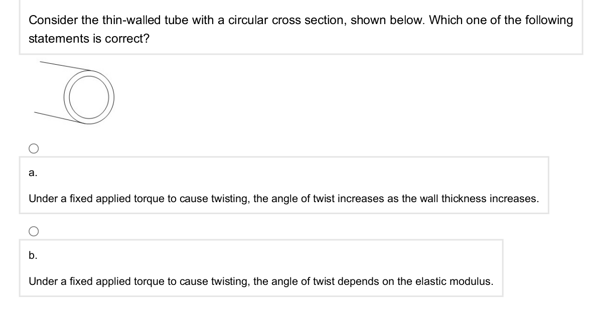 Solved Consider the thin-walled tube with a circular cross | Chegg.com