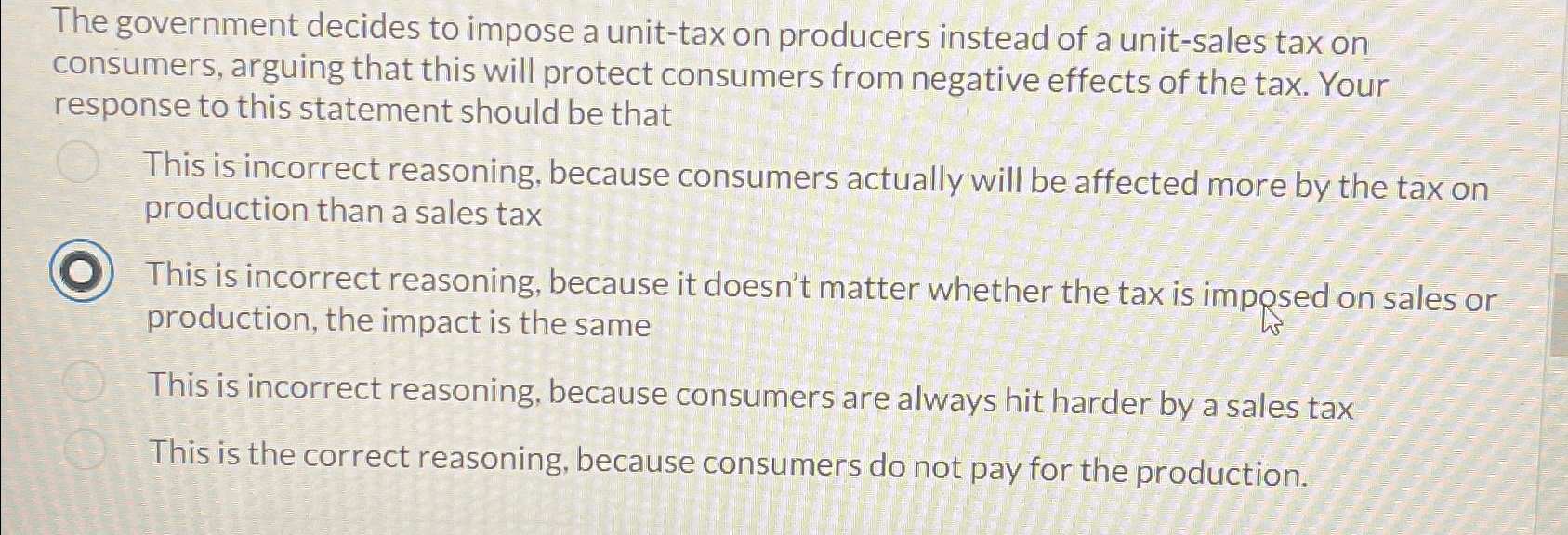 Solved The government decides to impose a unit-tax on | Chegg.com