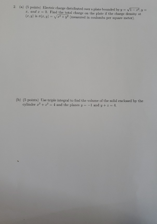 Solved 2. (a) (5 points) Electric charge distributed over a | Chegg.com