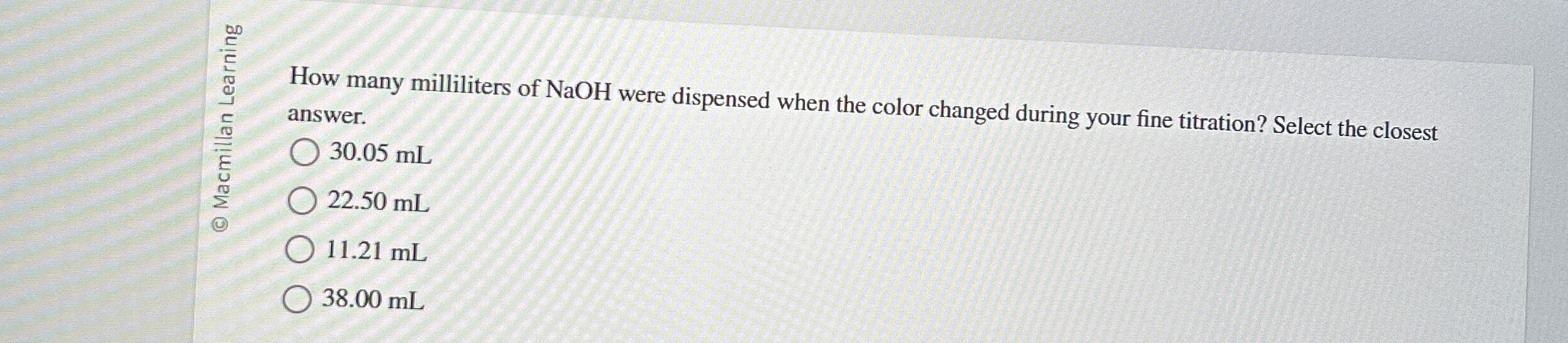Solved How many milliliters of NaOH were dispensed when the | Chegg.com