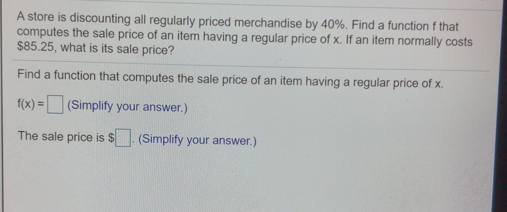 Solved A store is discounting all regularly priced | Chegg.com
