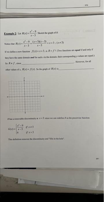 Solved Example 2: Let R(x)=x−3x2−9, sketch the gragh of R. | Chegg.com