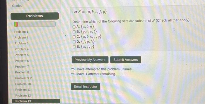 Solved Grades Problems Problem 1 Problem 2. Problem 3 | Chegg.com