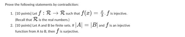 Solved Prove the following statements by contradiction: 1. | Chegg.com
