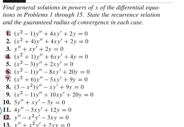 Solved Find general solutions in powers of x of the | Chegg.com