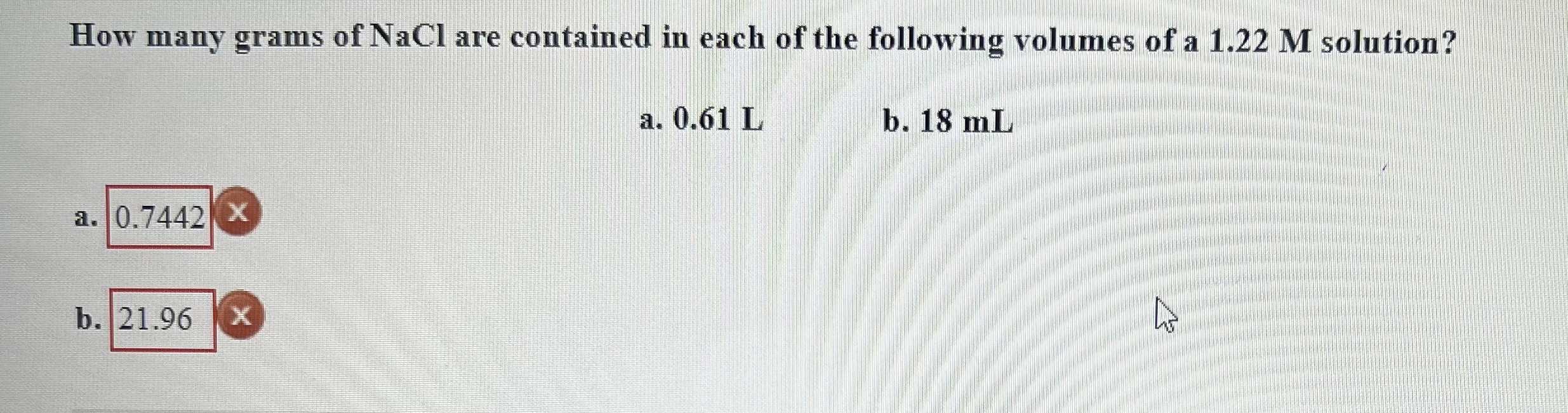 How many grams of NaCl are contained in each of the | Chegg.com