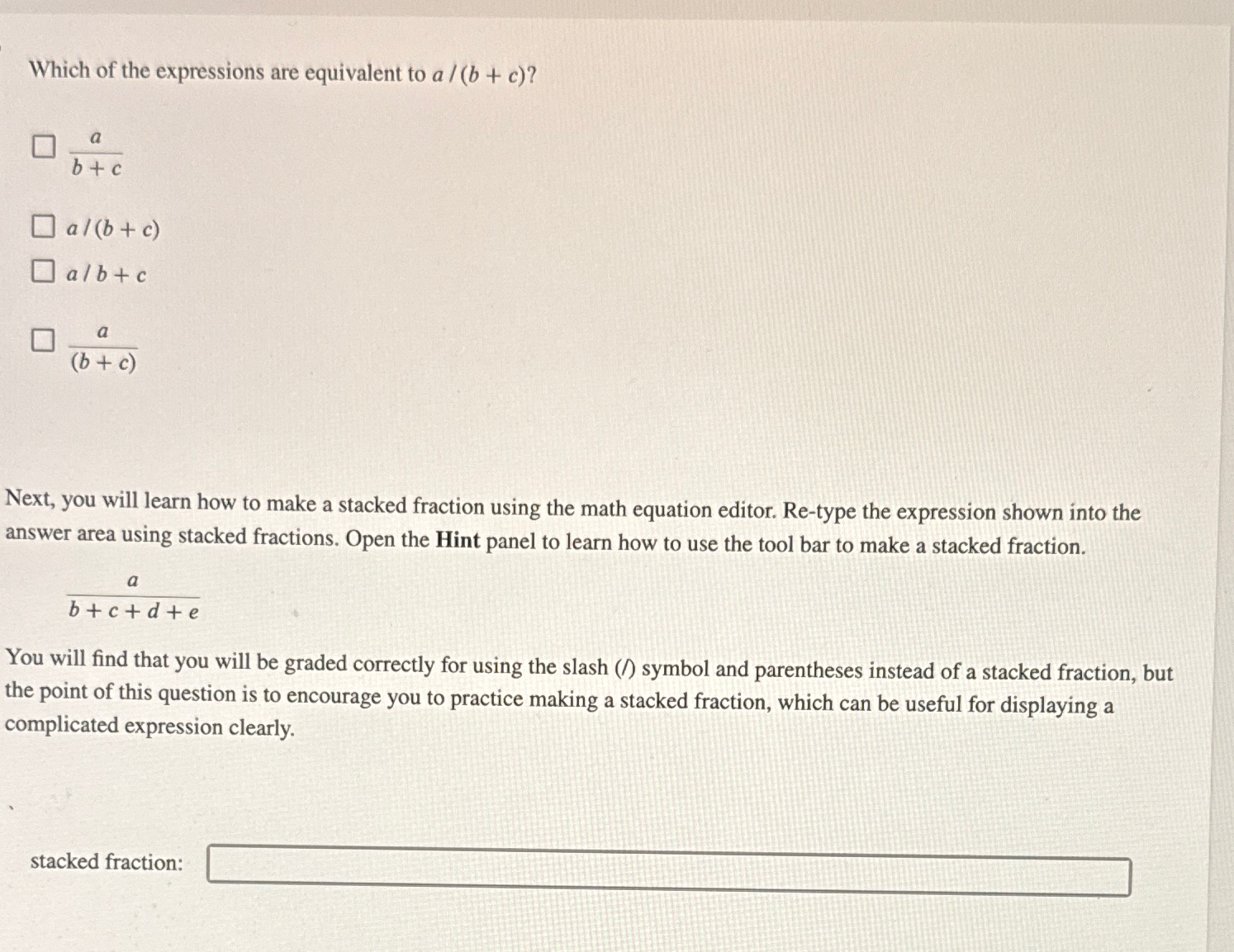 Solved Which of the expressions are equivalent to | Chegg.com