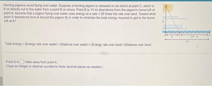 Solved Homing pigeons avoid flying over water. Suppose a | Chegg.com