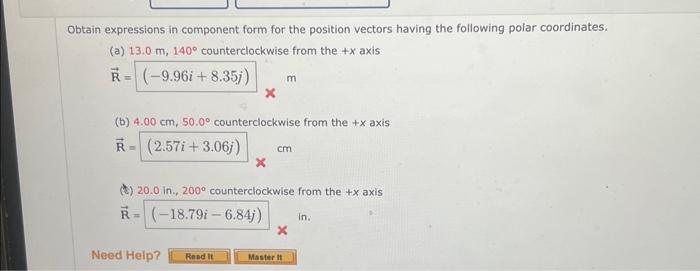 Solved Obtain expressions in component form for the position | Chegg.com