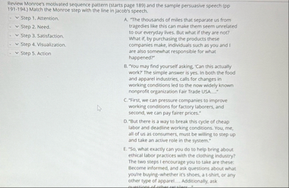 Solved Aeview Monroe's motivated sequence pattern (starts | Chegg.com