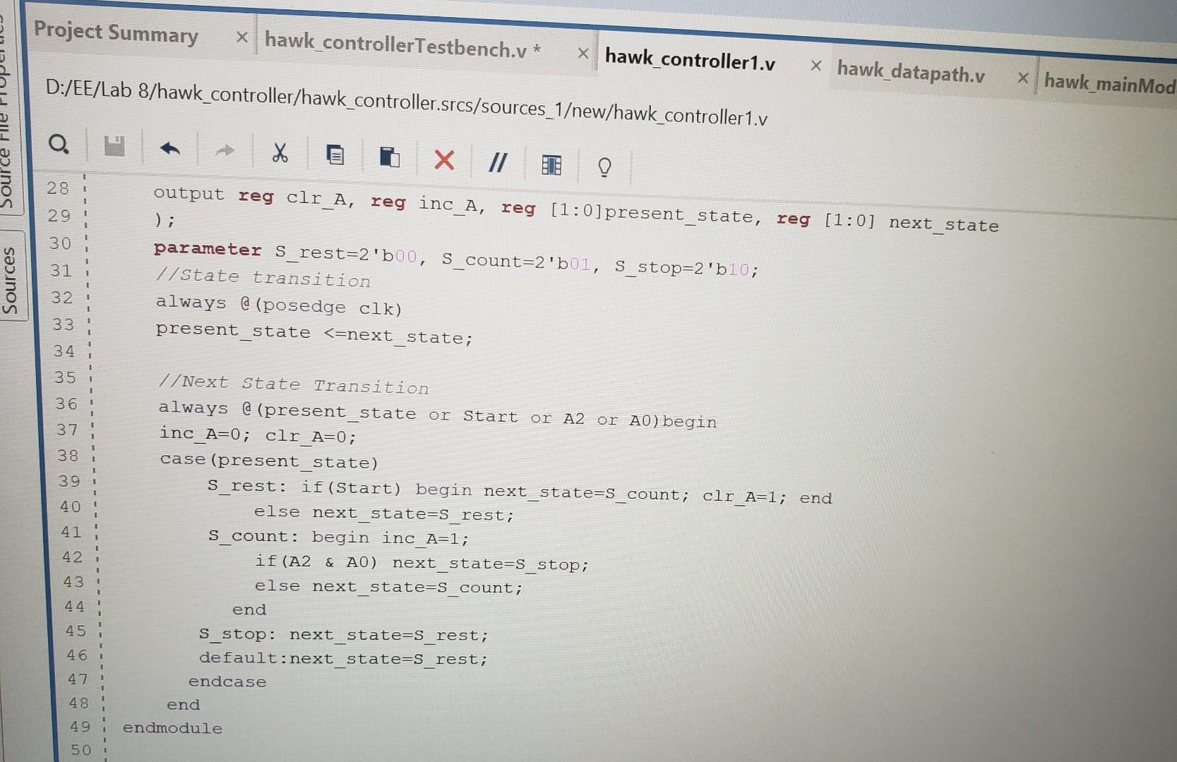 I Need A Tesbench Under Vivado Verilog Code For 