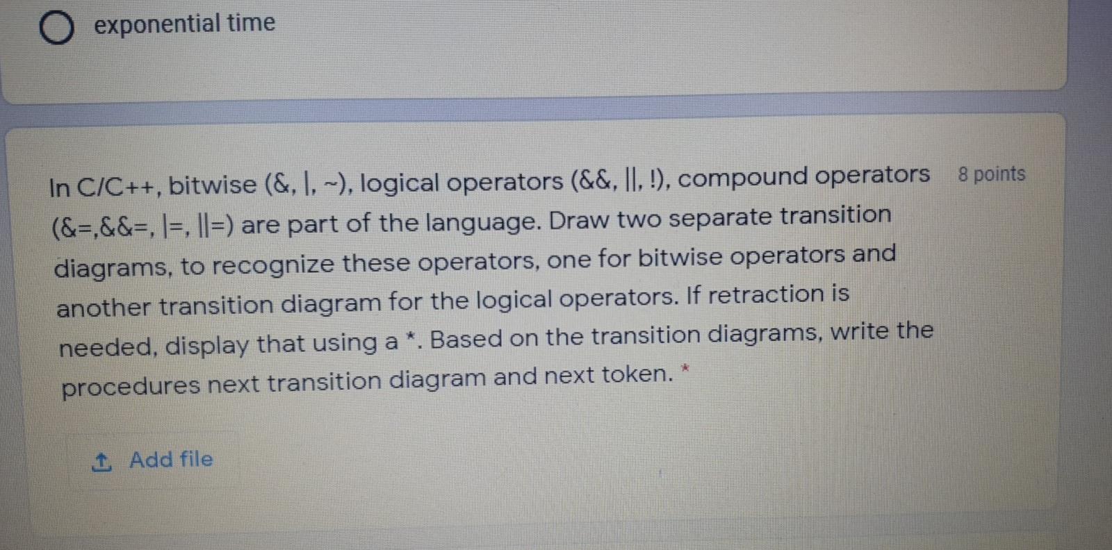 Solved O exponential time In C/C++, bitwise (&, 1, -), | Chegg.com