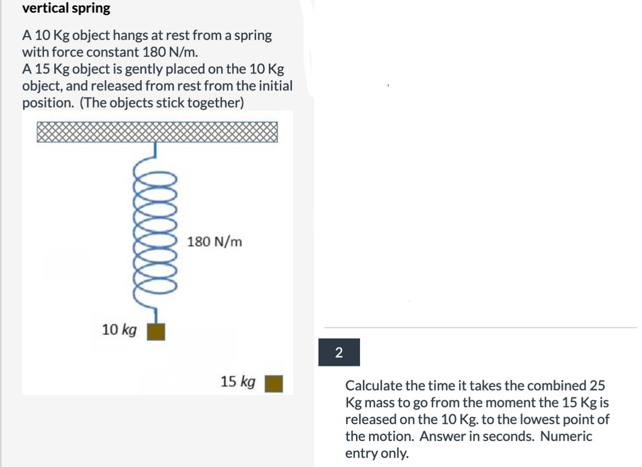 Solved vertical springA 10 ﻿Kg object hangs at rest from a | Chegg.com