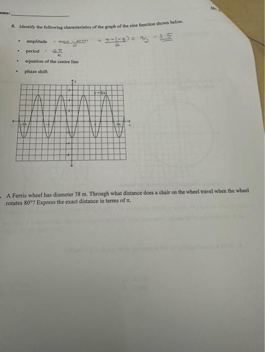 Solved 5. Identify the following characteristies of the | Chegg.com