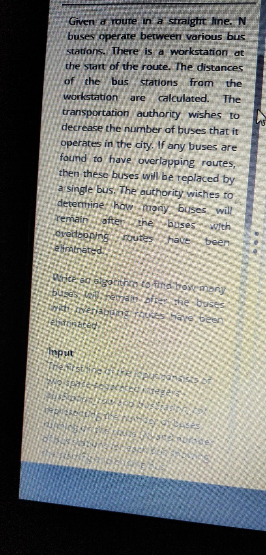 Solved Given a route in a straight line. N buses operate | Chegg.com
