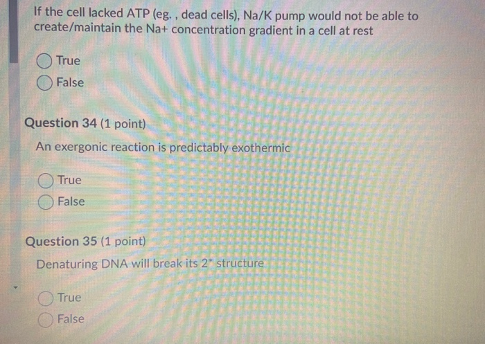 Solved If the cell lacked ATP (eg., dead cells), Na/k pump | Chegg.com