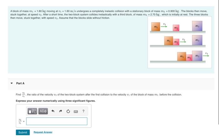 Solved A block of mass m1=1.60 kg moving at v1=1.60 m/s | Chegg.com