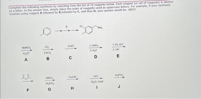 Solved Complete the following synthesis by selecting from | Chegg.com