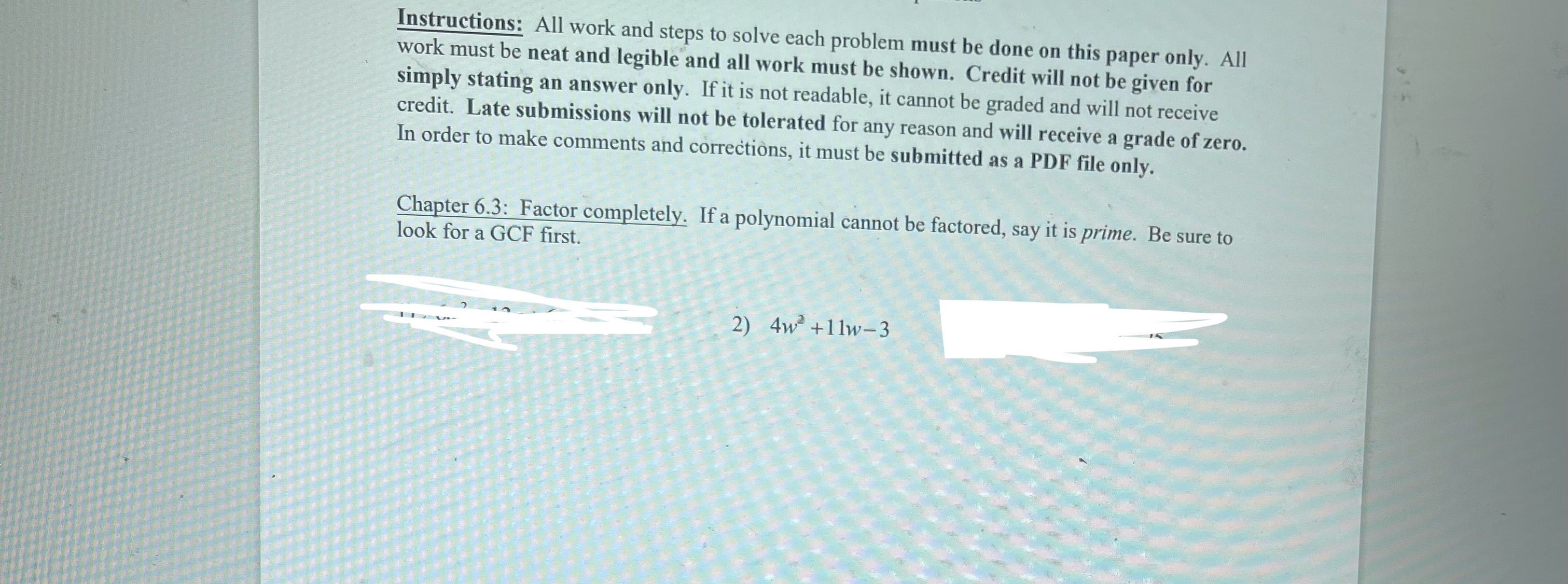 Solved Instructions: All work and steps to solve each | Chegg.com