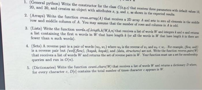 Solved 1. General python) Write the constructor for the | Chegg.com