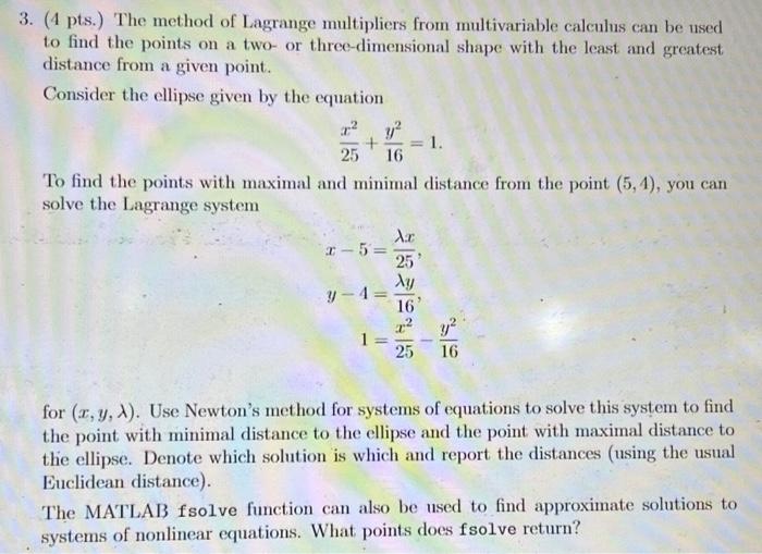 Solved . (4 pts.) The method of Lagrange multipliers from | Chegg.com