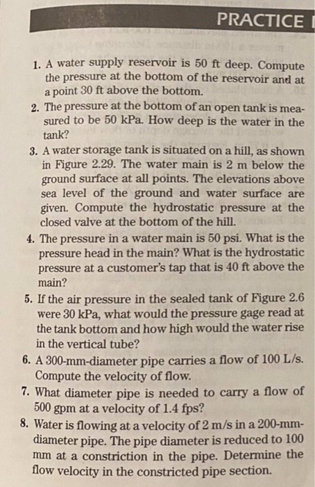 Solved PRACTICE I 1. A water supply reservoir is 50 ft deep. | Chegg.com