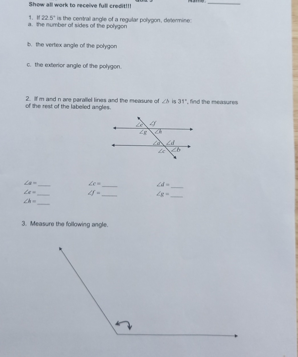 Solved Show all work to receive full credit!I!If 22.5° ﻿is | Chegg.com