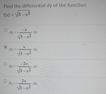 Solved Find the differential dy of the | Chegg.com