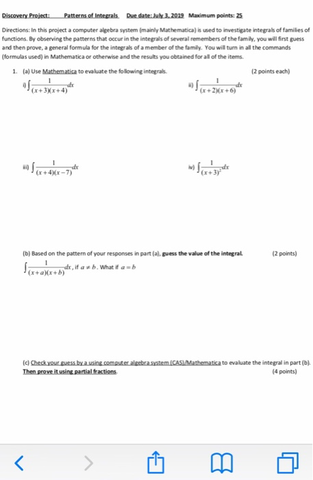 Solved Discovery Project: Patterns of Integrals Due date: | Chegg.com