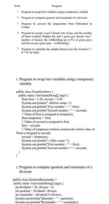 Solved Exercise 1 Program To Understand The Basic Output 