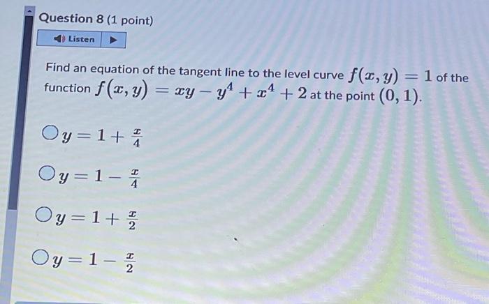 Solved Find an equation of the tangent line to the level | Chegg.com