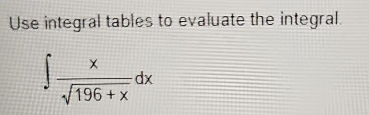 Solved Use integral tables to evaluate the | Chegg.com