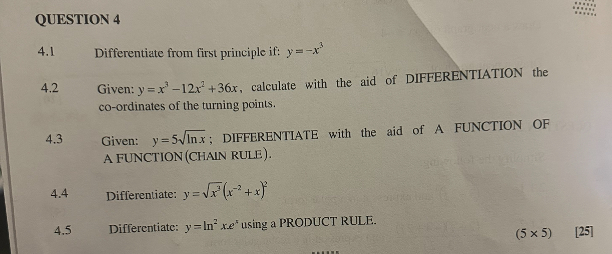 Solved QUESTION 44.1 ﻿Differentiate from first principle if: | Chegg.com