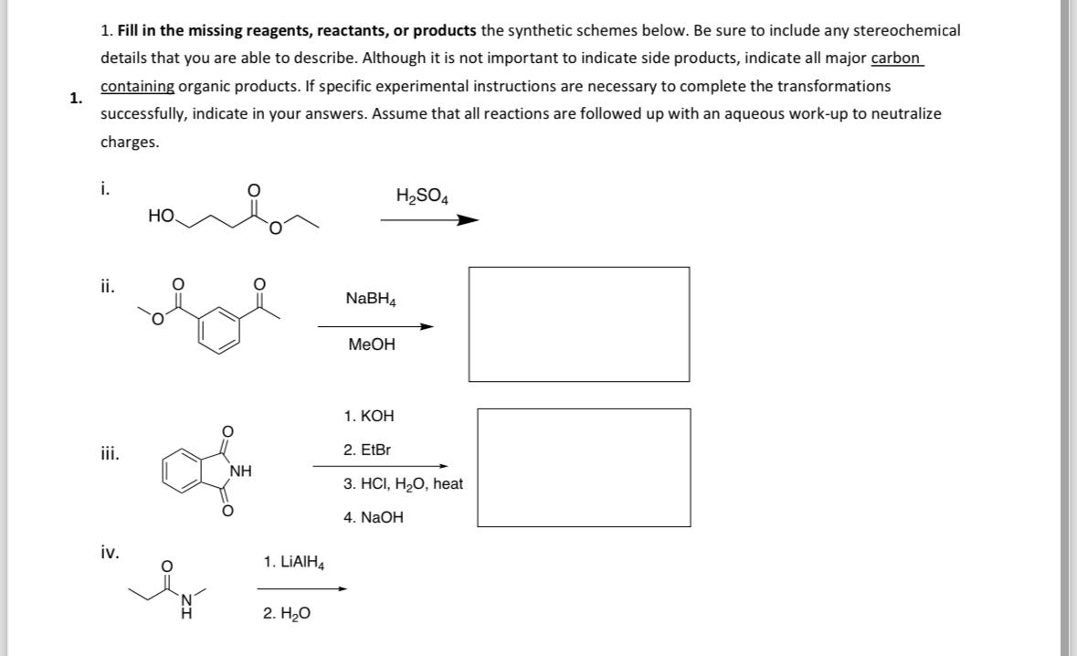Solved Fill in the missing reagents, reactants, or products | Chegg.com