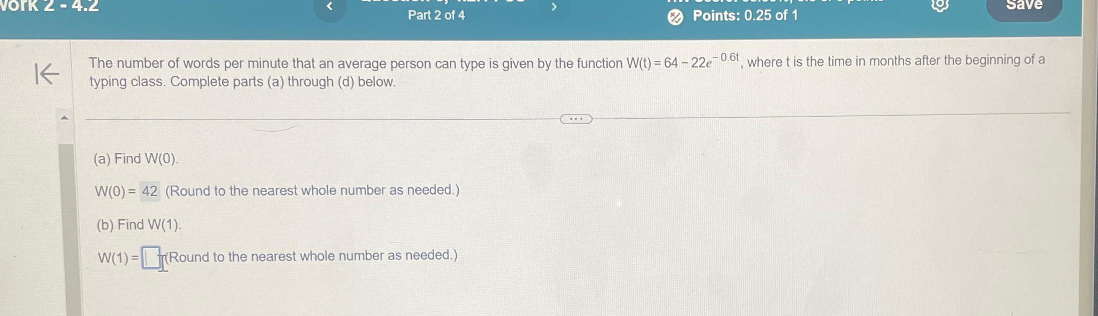 Solved Part 2 ﻿of 4Points: 0.25 ﻿of 1The number of words per | Chegg.com