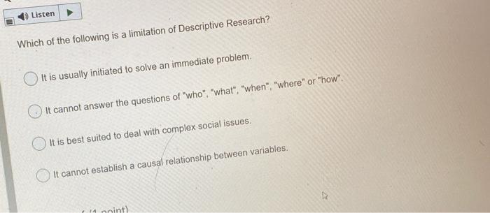 Solved Listen Which of the following is a limitation of | Chegg.com