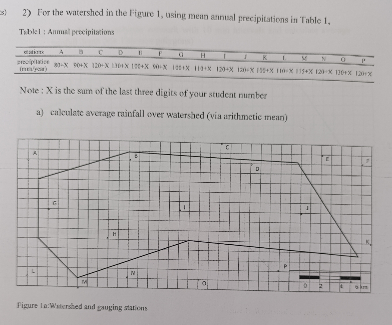Solved by an EXPERT s) 2) ﻿For the watershed in the Figure 1, ﻿using mean | Chegg.com