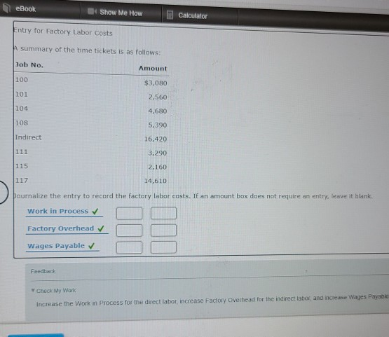 Solved eBook Show Me How Calculator Entry for Factory Labor | Chegg.com