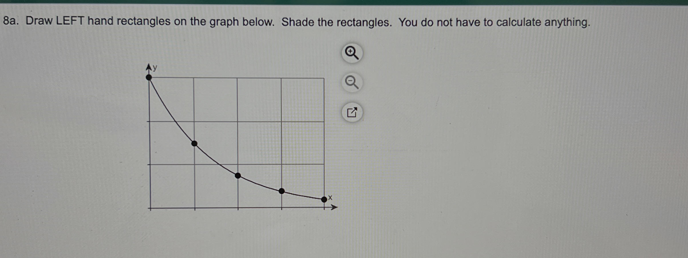 Solved 8a. ﻿Draw LEFT hand rectangles on the graph below. | Chegg.com