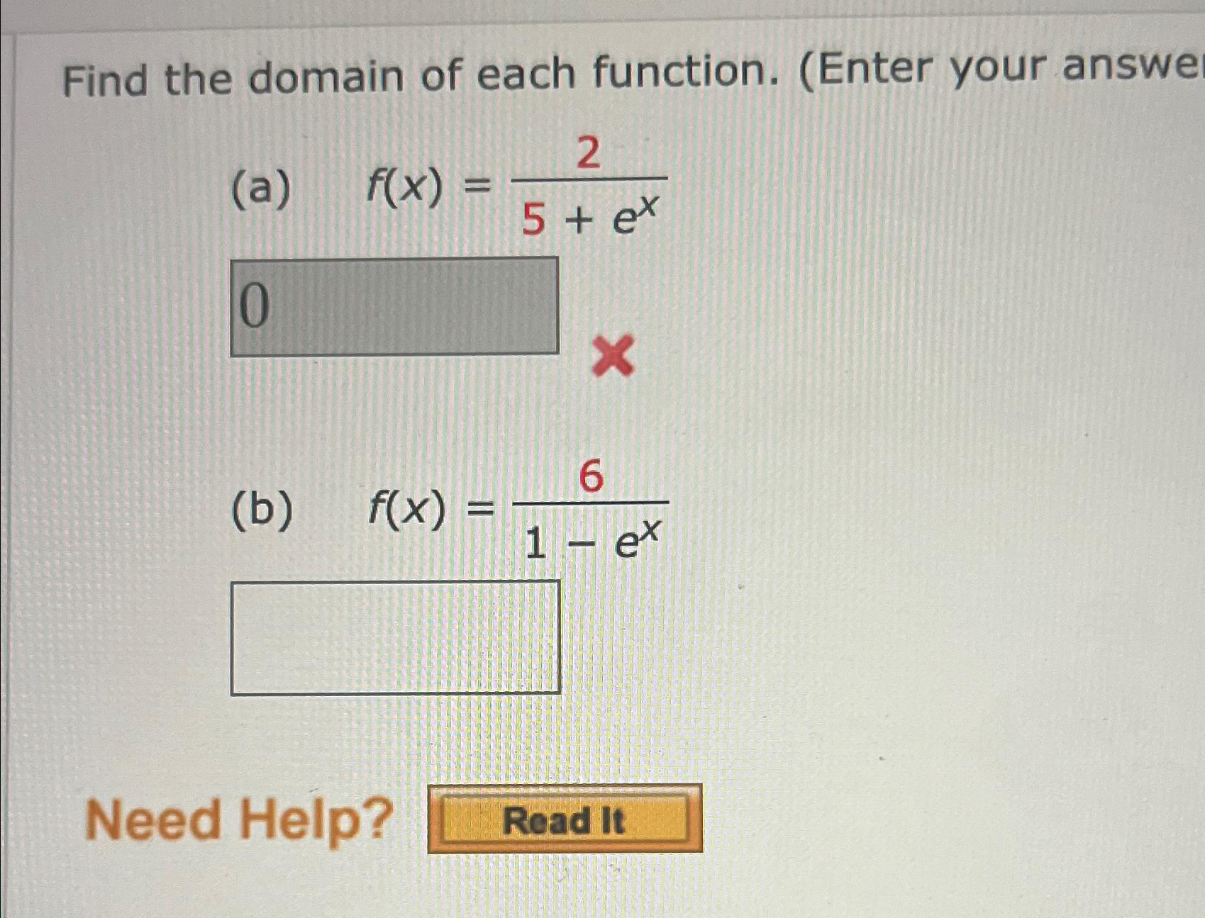 Solved Find the domain of each function. (Enter your | Chegg.com