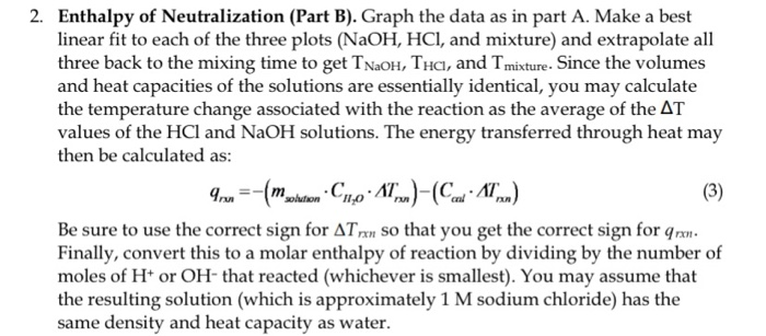 2. Enthalpy of Neutralization (Part B). Graph the | Chegg.com
