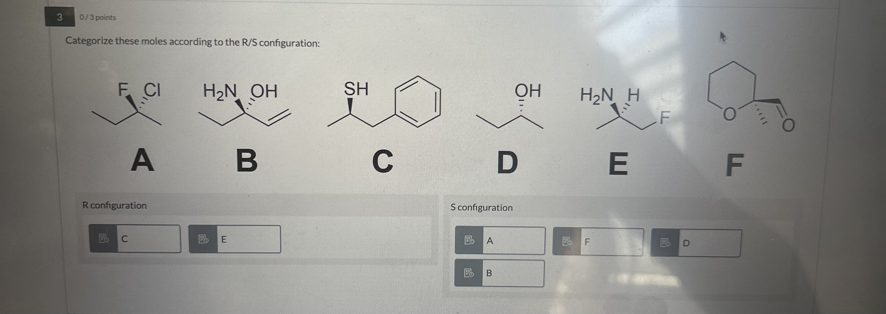 Solved Categorize these moles, according to the RS | Chegg.com