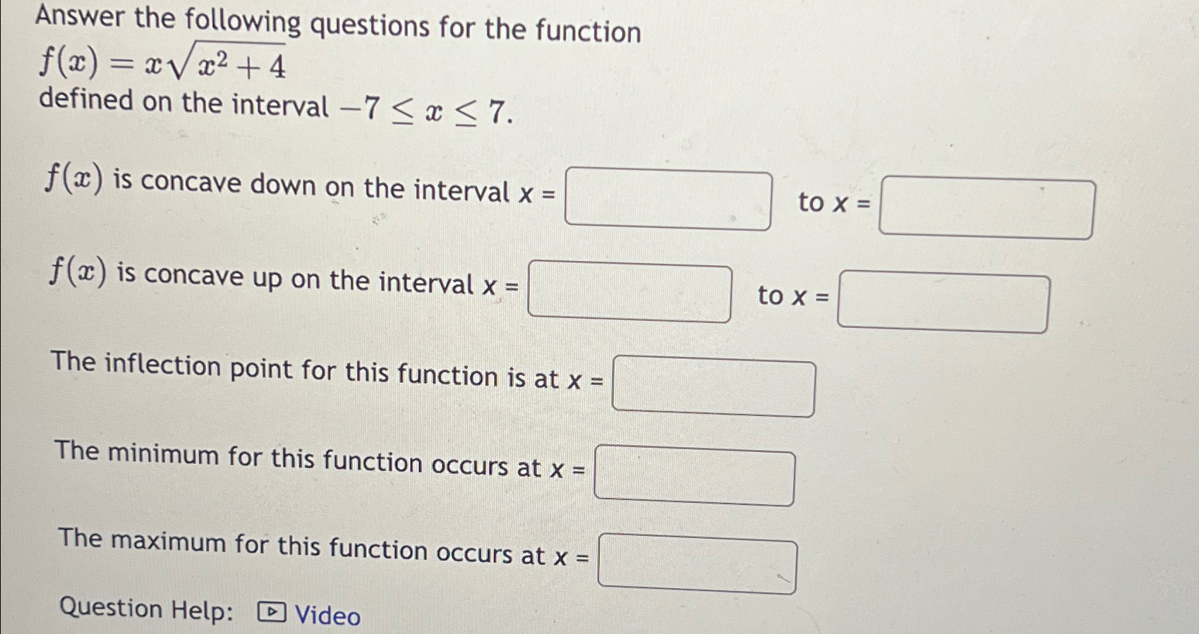 Solved Answer the following questions for the function | Chegg.com