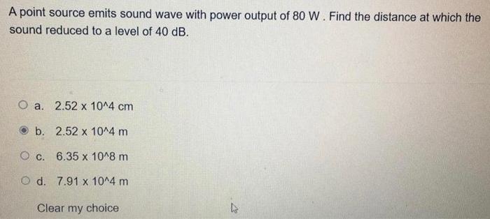 Solved A point source emits sound wave with power output of | Chegg.com