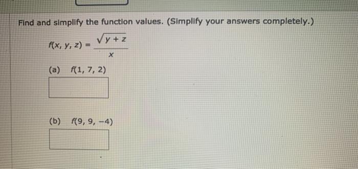 Solved Find and simplify the function values. (Simplify your | Chegg.com