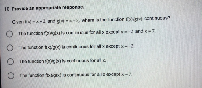 Solved 10. Provide an appropriate response. Given f(x) = x | Chegg.com