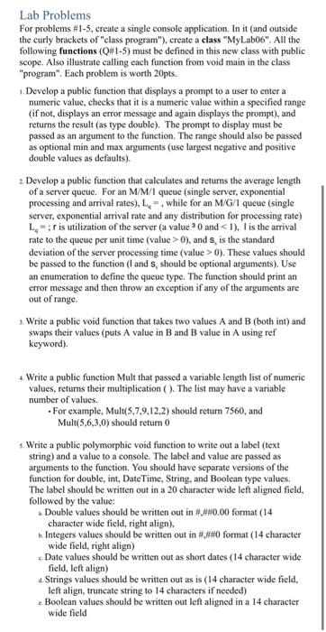 Solved Lab Problems For problems #1-5, create a single | Chegg.com
